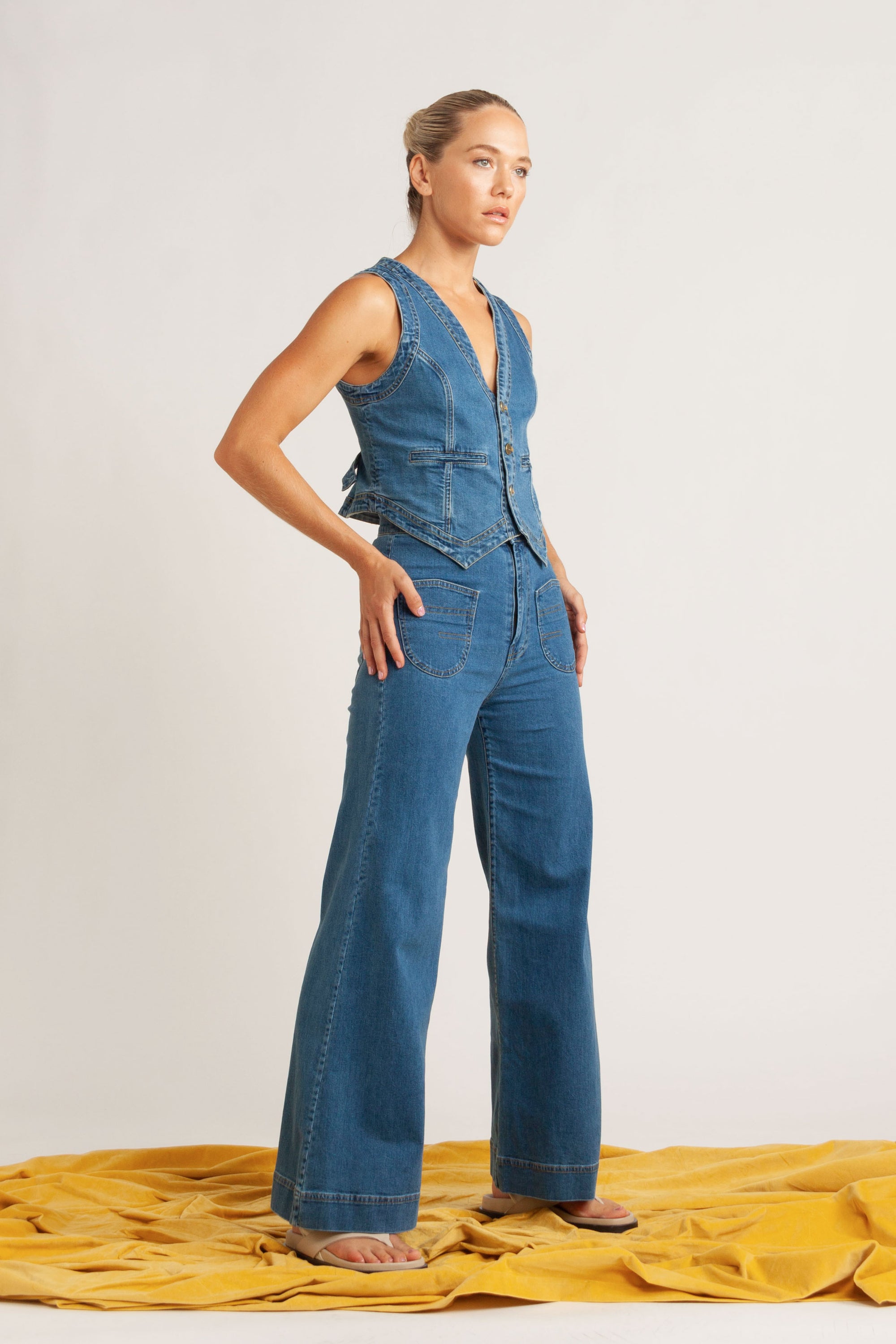 Raven Soft Denim Vest With a Nipped-in Waist | FLANNEL America